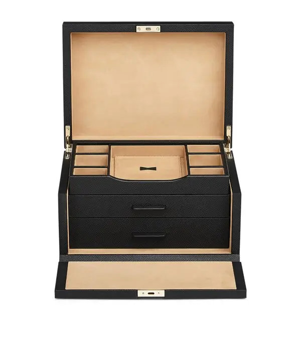 Smythson Leather 3-drawer Panama Jewellery Box