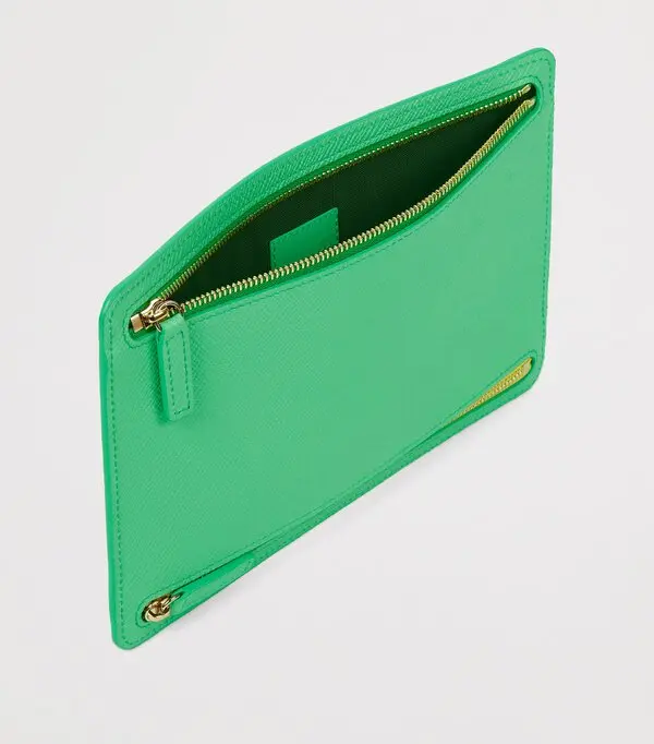 Smythson Leather Panama Multi-zip Travel Wallet