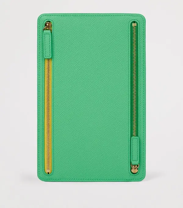 Smythson Leather Panama Multi-zip Travel Wallet