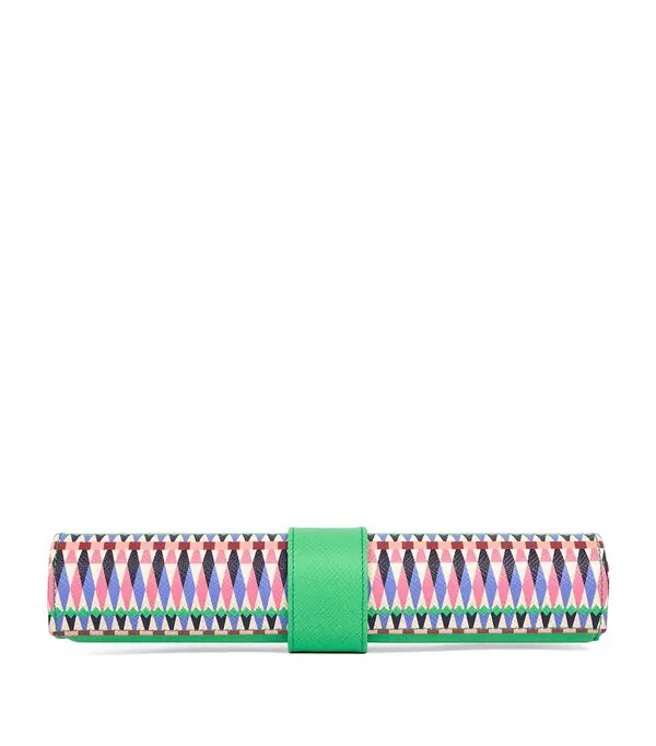 Smythson Leather Harlequin Backgammon Travel Roll Set