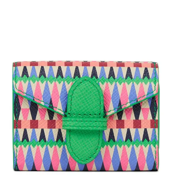 Smythson Leather Harlequin Panama Playing Card Case - Pink