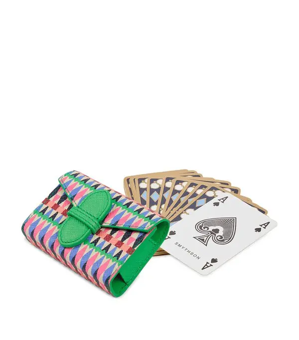 Smythson Leather Harlequin Panama Playing Card Case