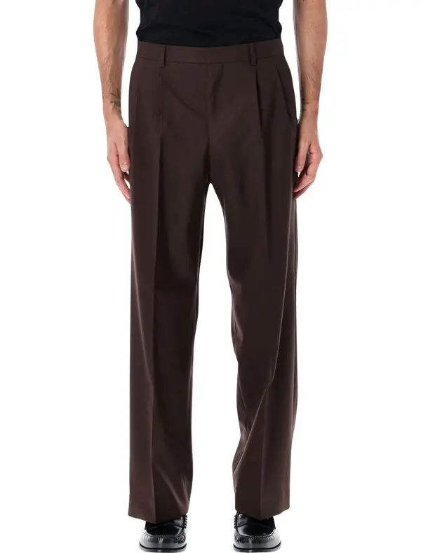 SUNFLOWER Pleated Wool-blend Trousers - Marrone