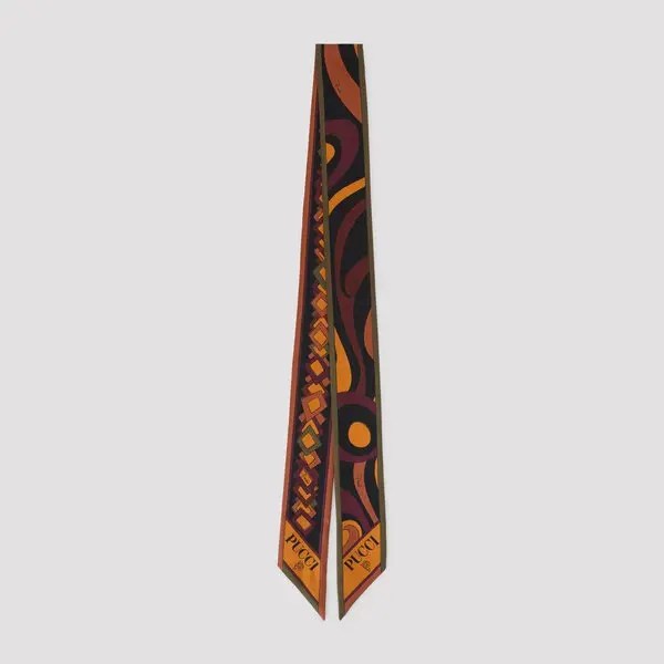 Emilio Pucci Printed Silk Skinny Scarf - Multicolour