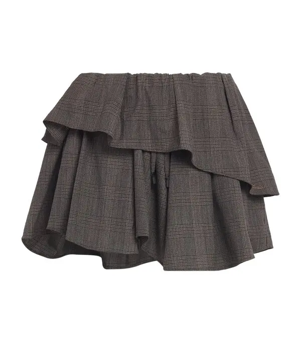 Acne Studios Wool-blend Check Ruffle Mini Skirt