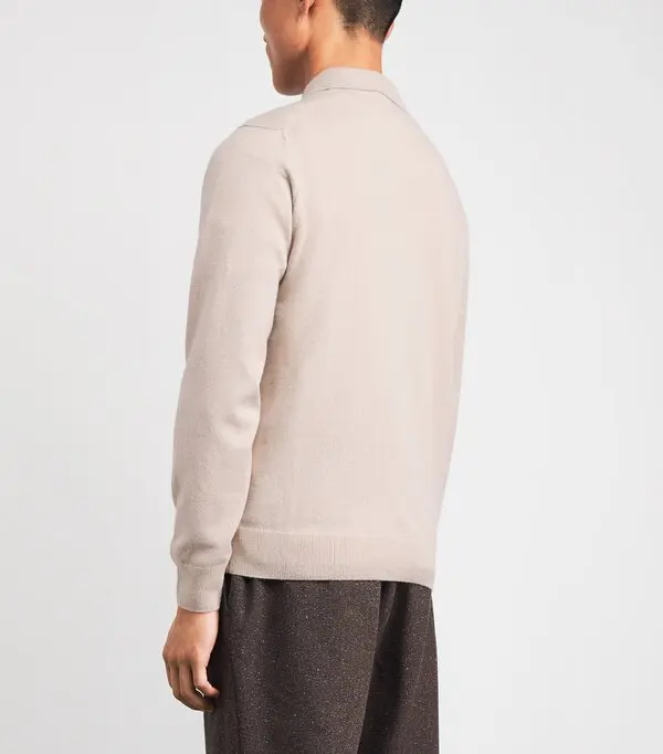 Sunspel Cashmere Long-sleeve Polo Shirt - Brown