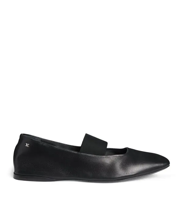 Max Mara Nappa Leather Ballet Flats - Black