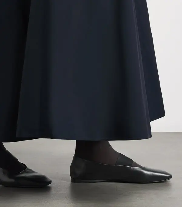 Max Mara Nappa Leather Ballet Flats - Black