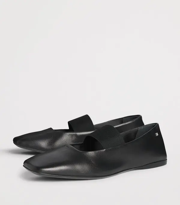 Max Mara Nappa Leather Ballet Flats - Black