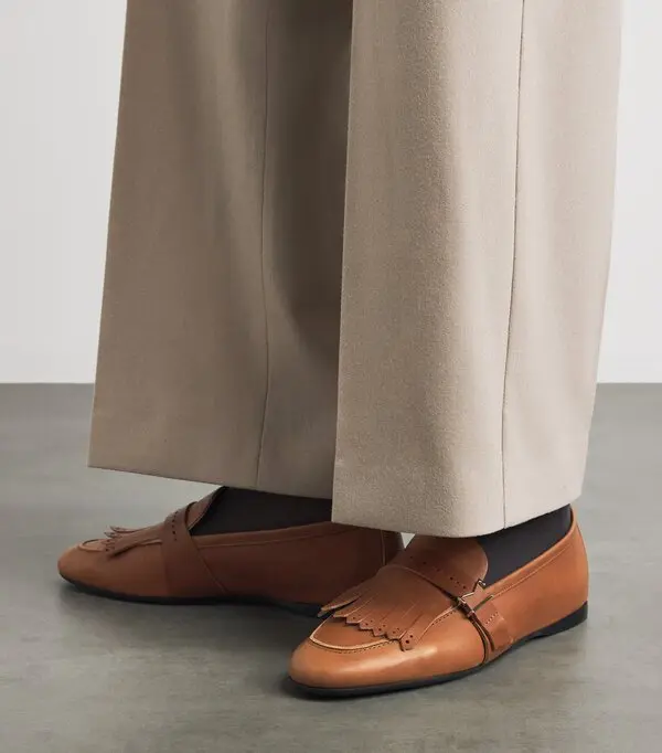 Max Mara Leather Fringe Loafers