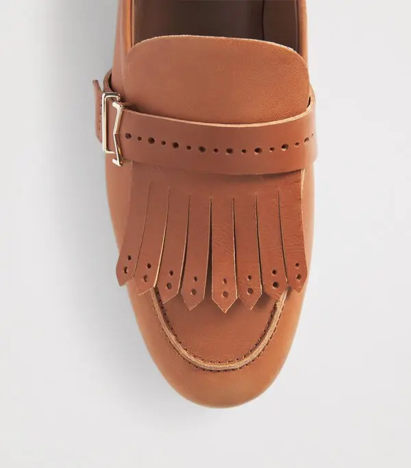 Max Mara Leather Fringe Loafers