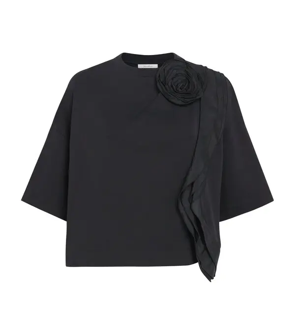 Max Mara Cotton Floral Appliqué T-shirt