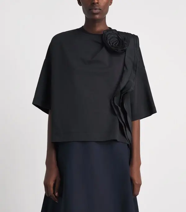 Max Mara Cotton Floral Appliqué T-shirt