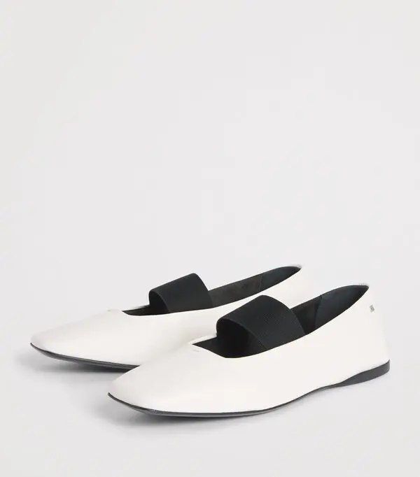 Max Mara Nappa Leather Ballet Flats - Ivory