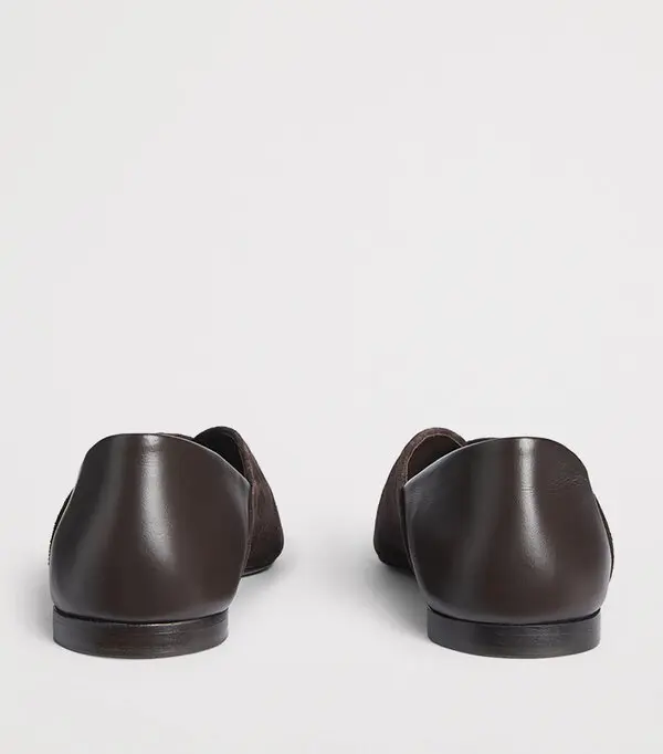 Max Mara Suede Leather-trim Ballet Flats - Brown