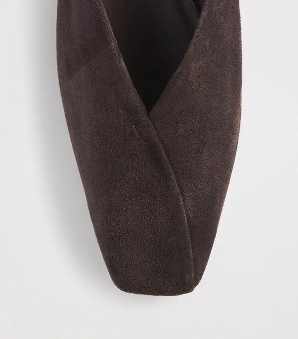 Max Mara Suede Leather-trim Ballet Flats - Brown