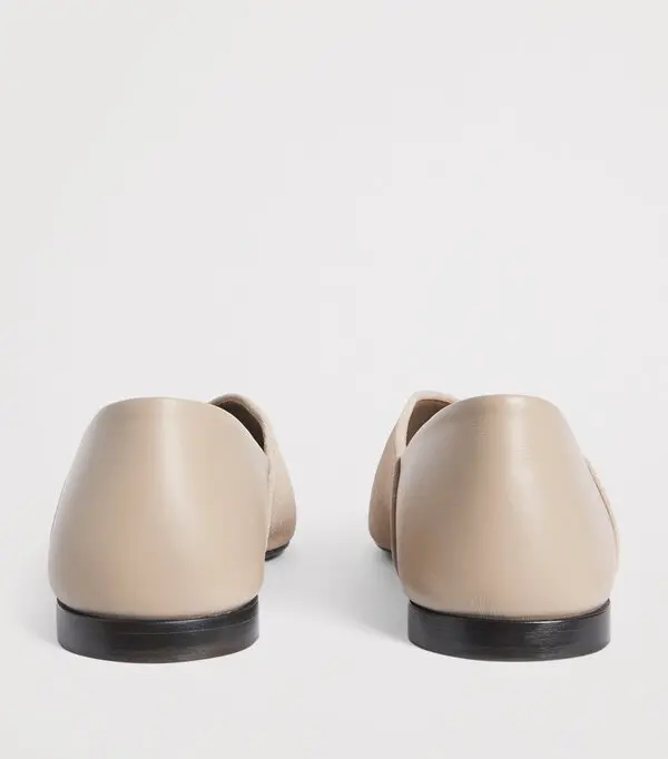 Max Mara Suede Leather-trim Ballet Flats - Beige