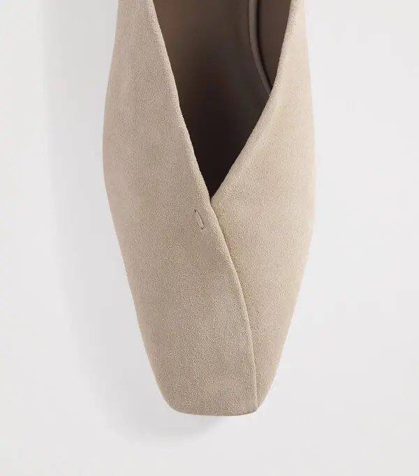 Max Mara Suede Leather-trim Ballet Flats - Beige