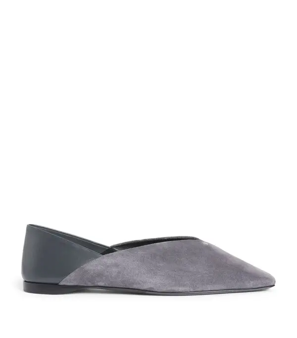 Max Mara Suede Leather-trim Ballet Flats