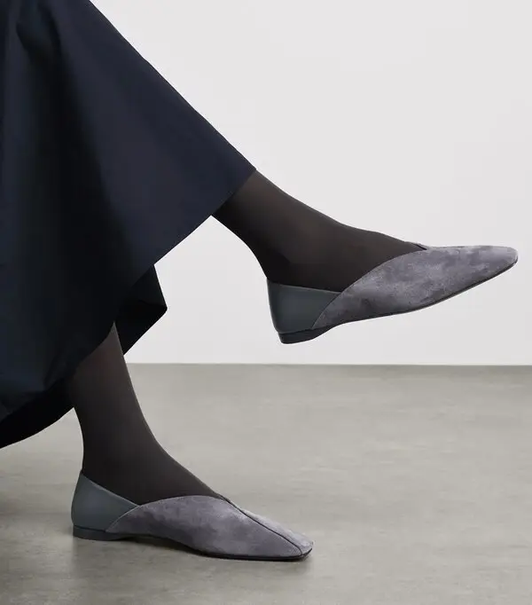 Max Mara Suede Leather-trim Ballet Flats