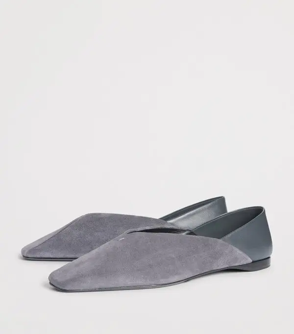 Max Mara Suede Leather-trim Ballet Flats