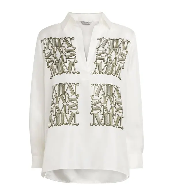 Max Mara Silk Monogram Shirt - Brown