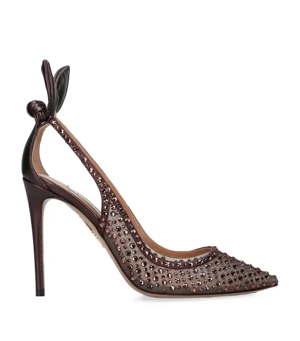 AQUAZZURA Crystal-embellished Bow Tie Pumps 105 - Purple