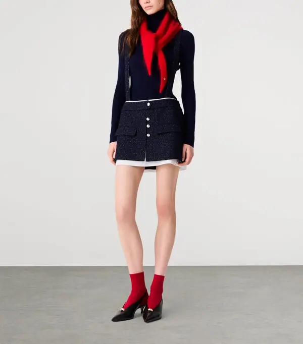 Maje Tweed Suspender Shorts