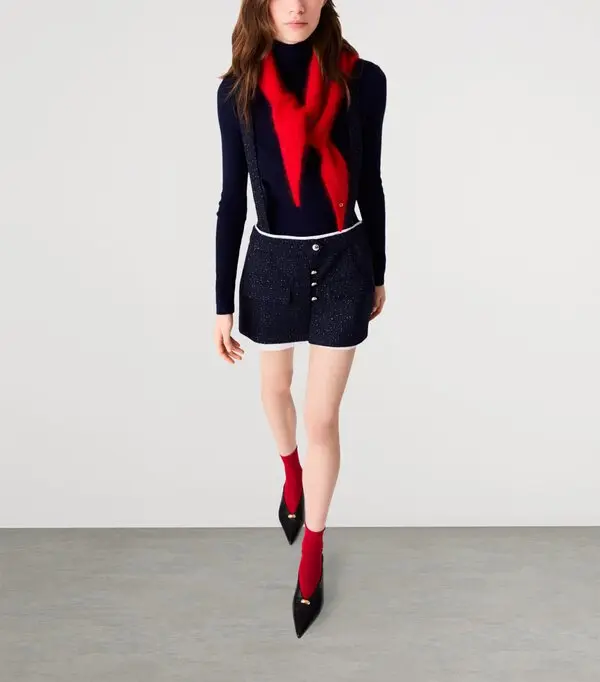 Maje Tweed Suspender Shorts