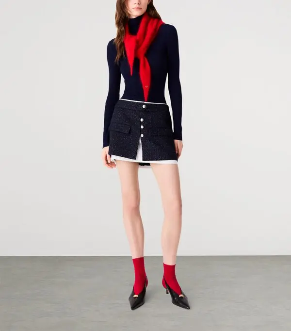 Maje Tweed Suspender Shorts
