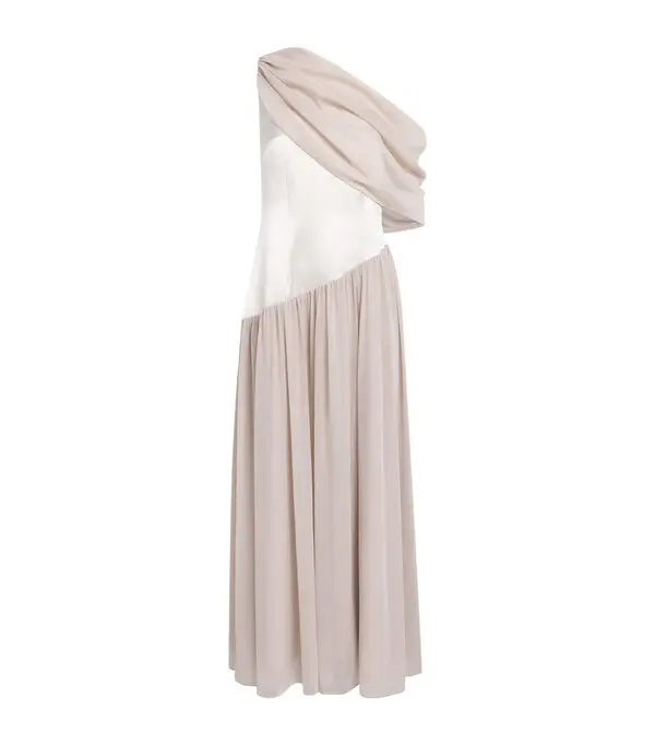 ABADIA One-shoulder Gwyneth Maxi Dress - Ivory