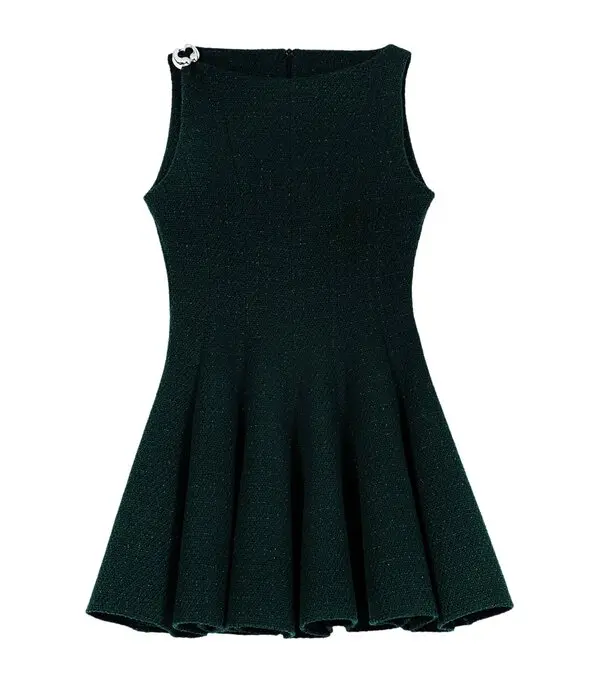 Maje Tweed Sleeveless Mini Dress - Green