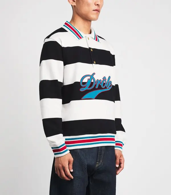Drole De Monsieur Cotton Stripe Logo Shirt