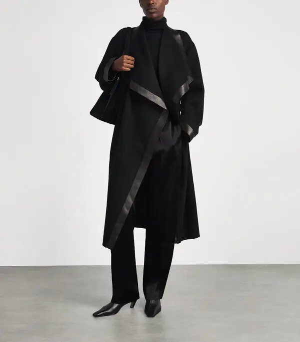 Lafayette 148 New York Cashmere Leather-trim Wrap Coat