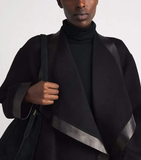 Lafayette 148 New York Cashmere Leather-trim Wrap Coat
