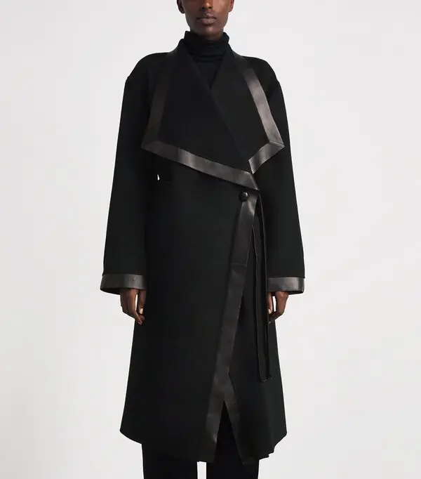 Lafayette 148 New York Cashmere Leather-trim Wrap Coat