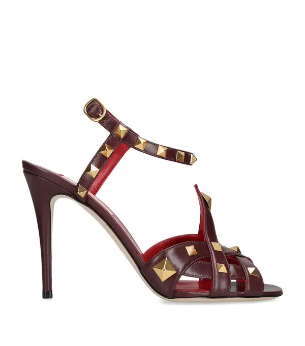 Valentino Garavani Leather Studdy Heeled Sandals 100