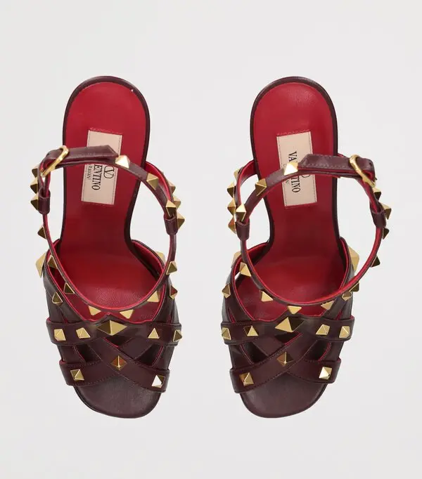 Valentino Garavani Leather Studdy Heeled Sandals 100