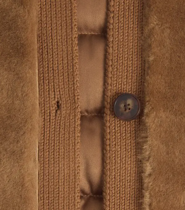 Lafayette 148 New York Shearling-camel Hair Quilted Gilet