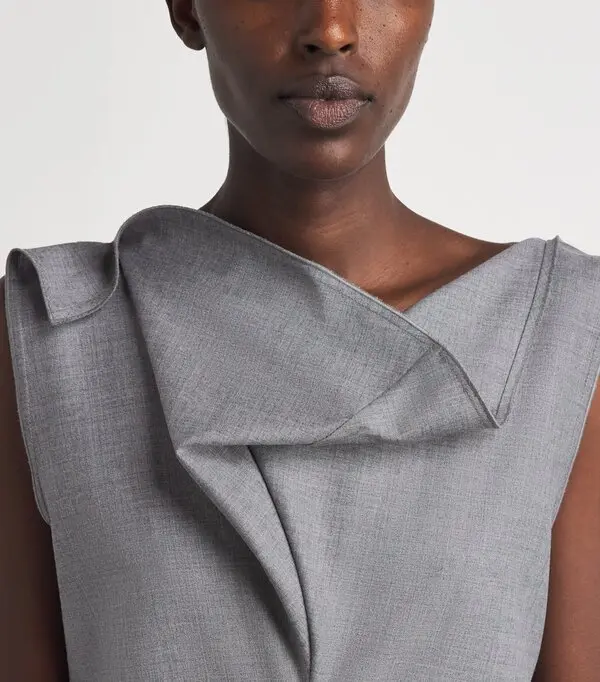 Victoria Beckham Wool Draped Tailored Midi Dress