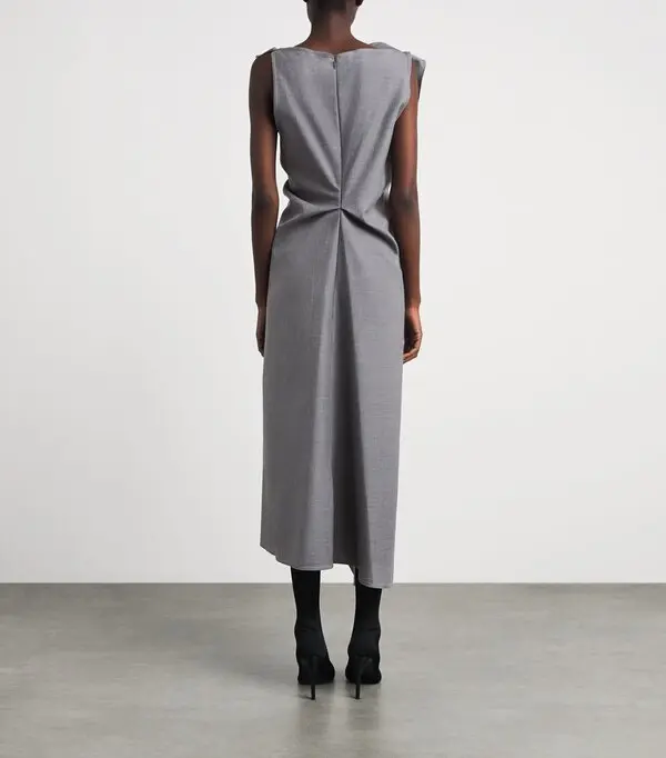 Victoria Beckham Wool Draped Tailored Midi Dress