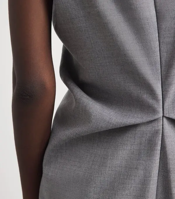 Victoria Beckham Wool Draped Tailored Midi Dress