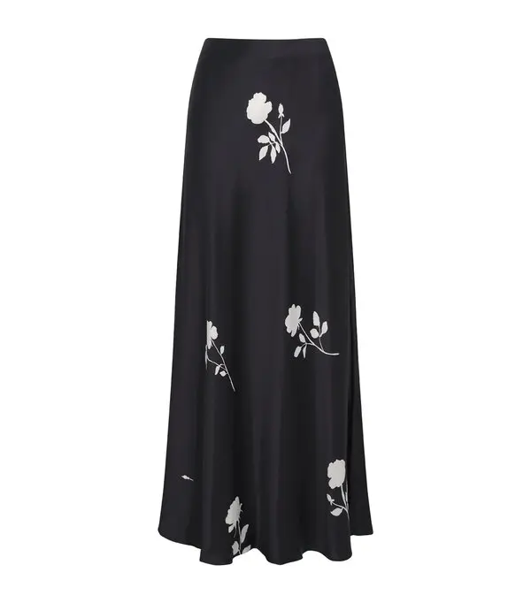 Lafayette 148 New York Satin Floral Maxi Skirt
