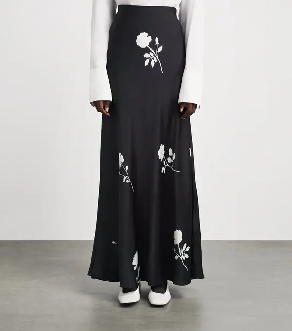 Lafayette 148 New York Satin Floral Maxi Skirt