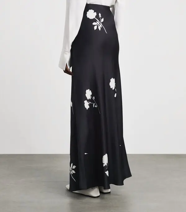 Lafayette 148 New York Satin Floral Maxi Skirt