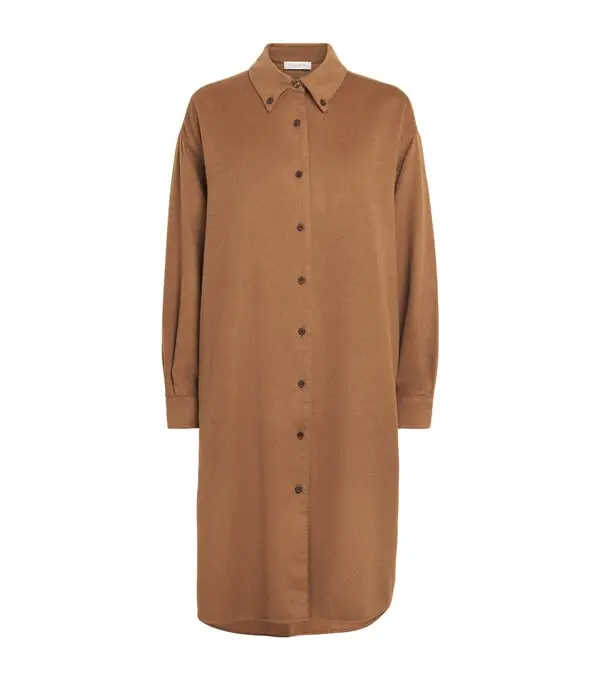 Lafayette 148 New York Camel Hair Midi Shirt Dress