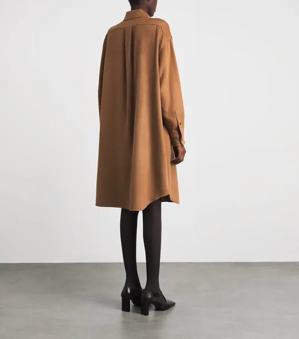 Lafayette 148 New York Camel Hair Midi Shirt Dress