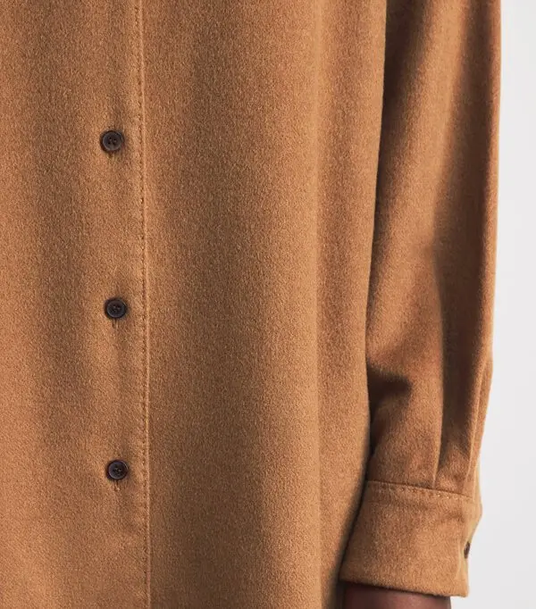 Lafayette 148 New York Camel Hair Midi Shirt Dress