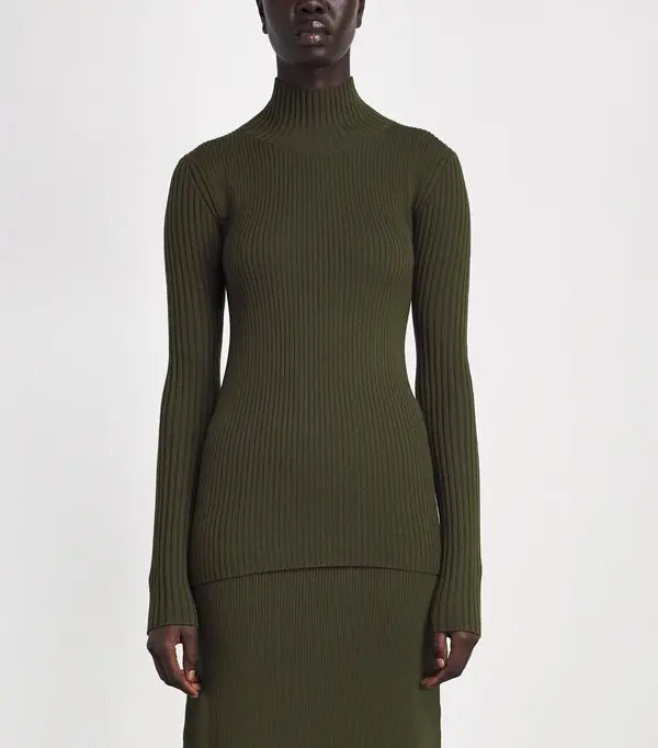 Victoria Beckham Merino Wool-blend Ribbed Sweater