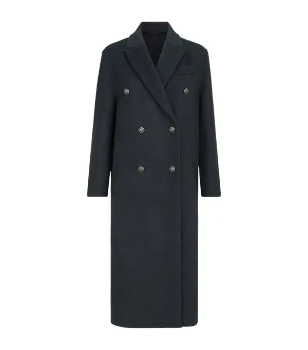 Brunello Cucinelli Cashmere Double-breasted Overcoat - Blue